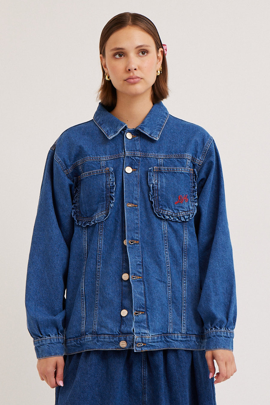 담손 매더 FRILLY FIN DENIM JACKET - 위시버킷