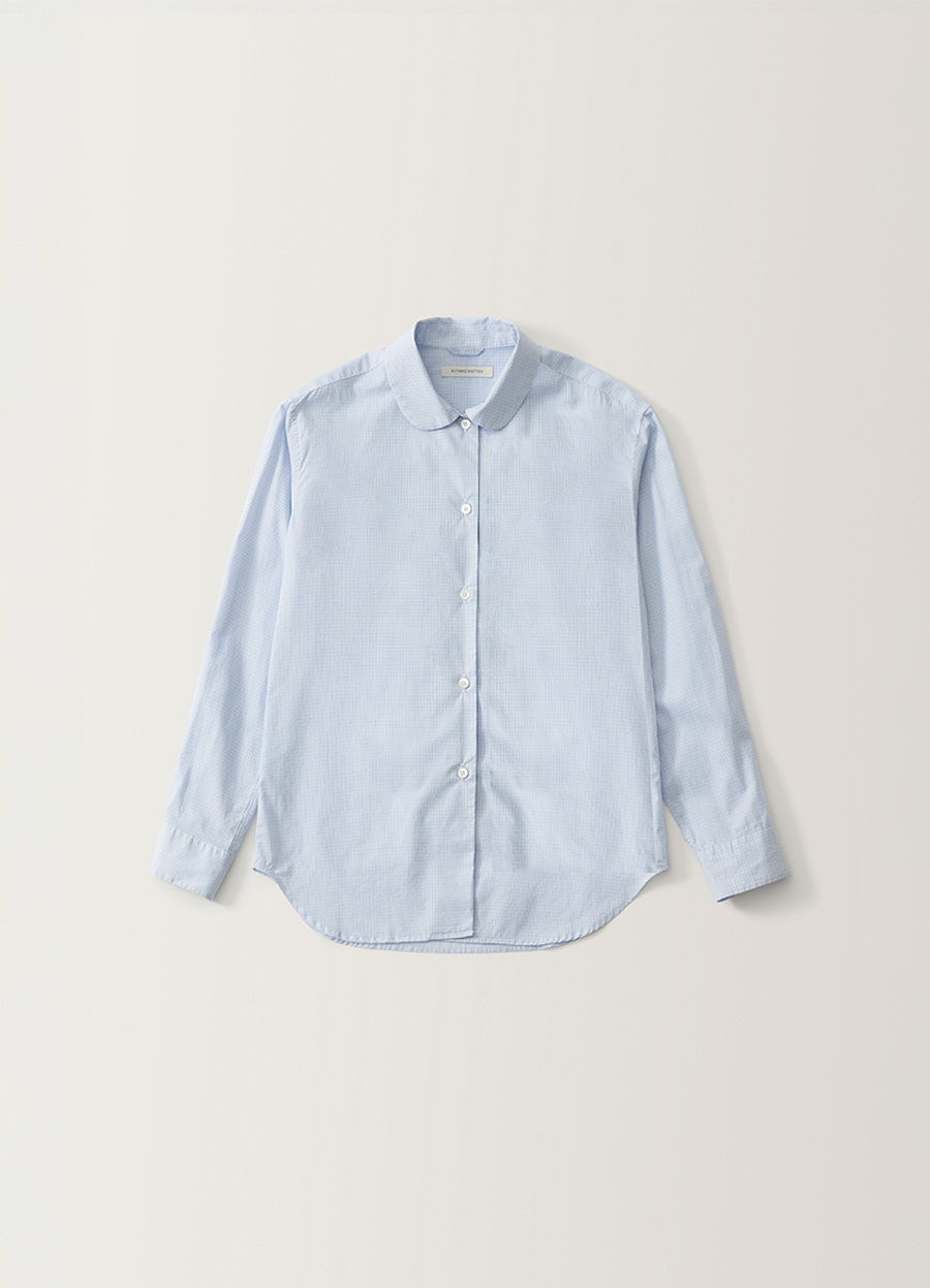 낫띵리튼 Round collor shirt (Water blue) - 위시버킷