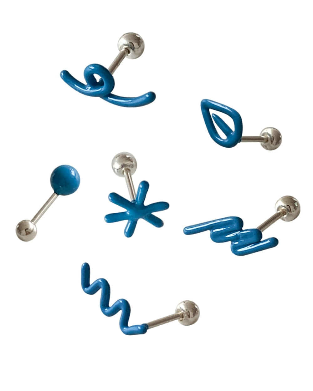 it doesn't matter. Rainbow doodle piercing (Blue) - 위시버킷