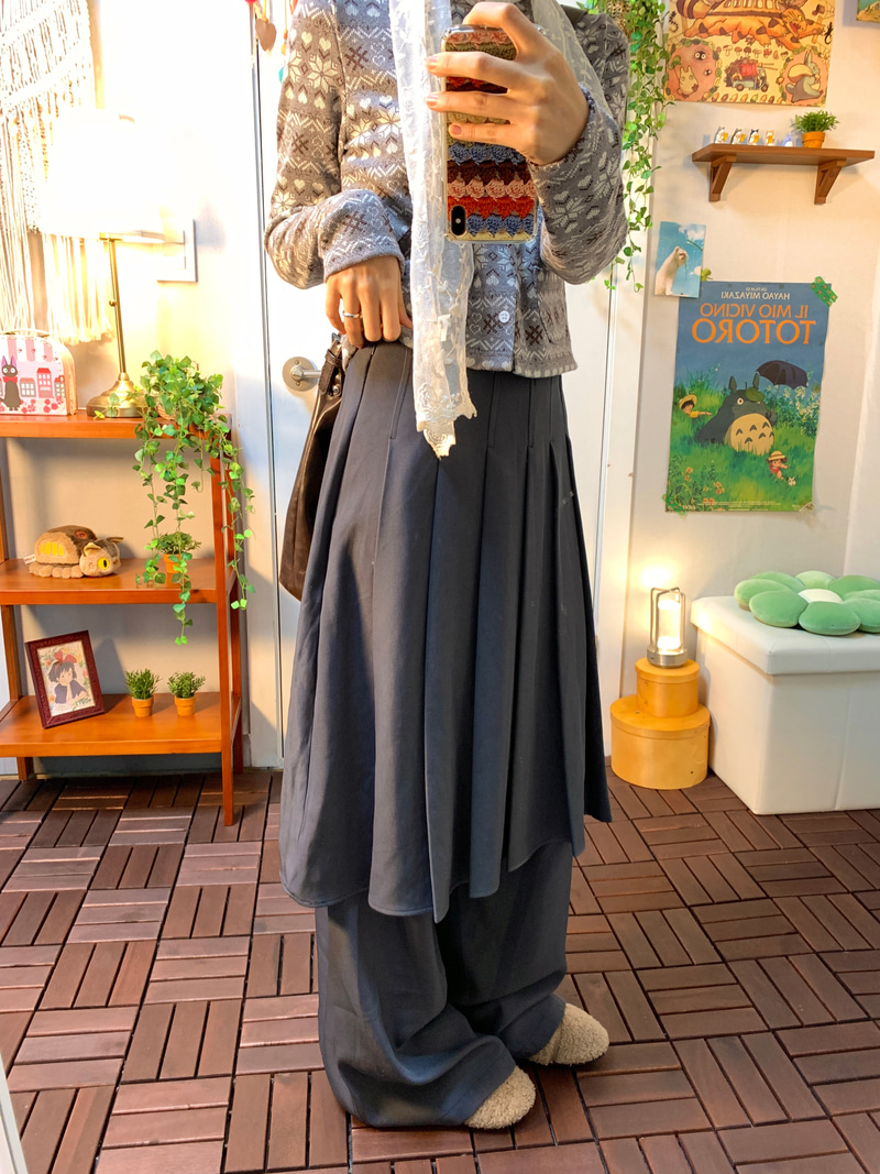 마지 Suzuko pintuck pantskirt ( 2 color ) - 위시버킷