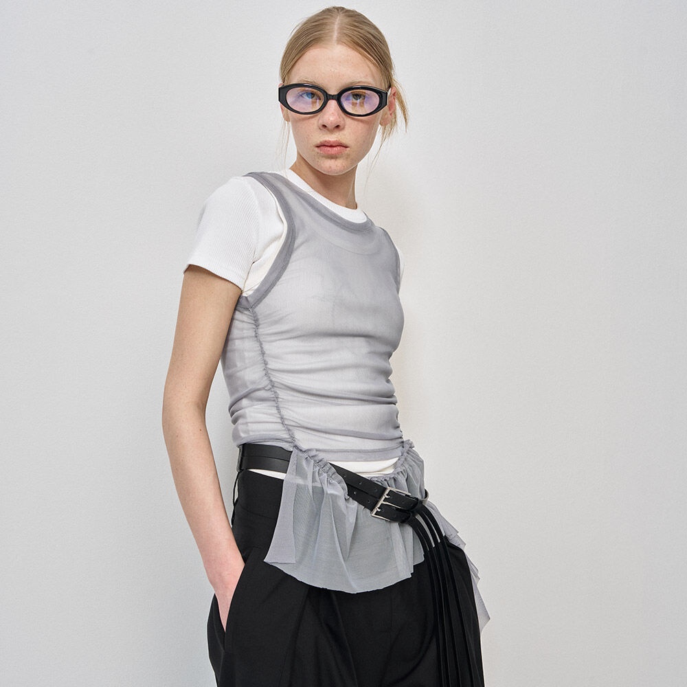 엘씨디씨 티엠 [4th REORDER] MESH FRILL SLEEVELESS TOP - 위시버킷