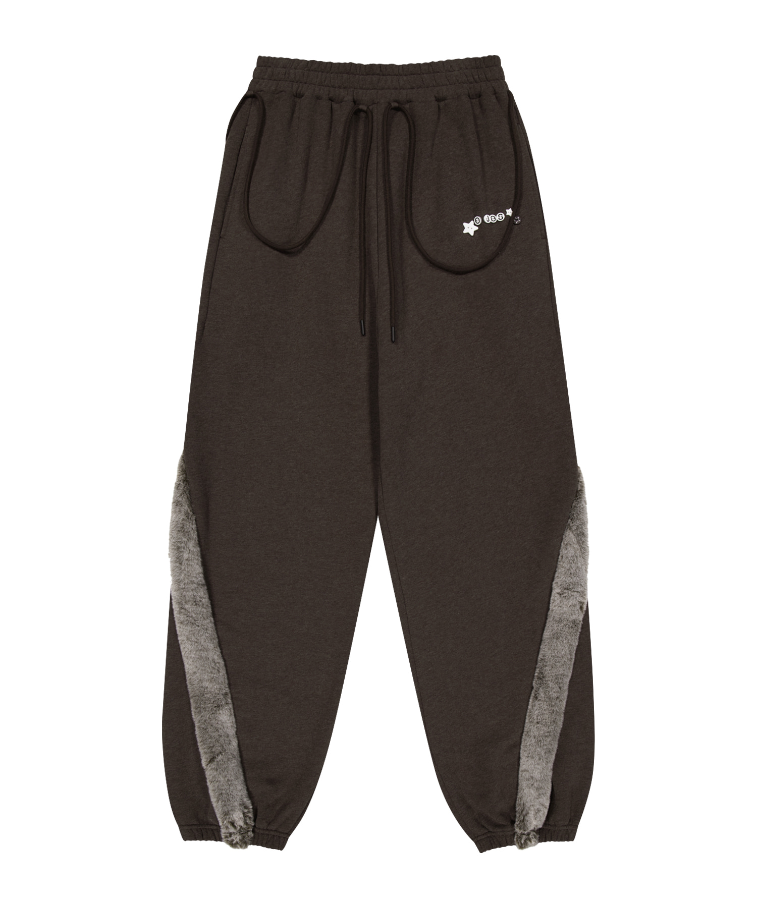 오호스 *Preview, 9/23 Open* Side Fur Trim Sweatpants / Stone Brown - 위시버킷
