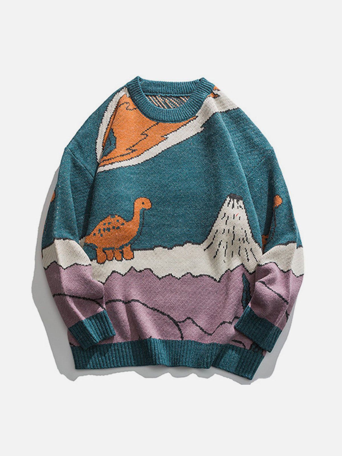 알프릭에덴 Aelfric Eden Cartoon Little Dinosaur Knit Sweater - blue / S - 위시버킷