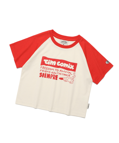 팀코믹스 [CROP] SIEMPRE ANIMAL RAGLAN SS ORANGE - 위시버킷