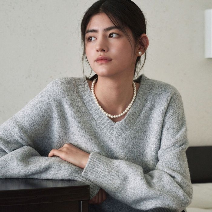 어다울 Soft loose V-neck knit - 4color - 위시버킷