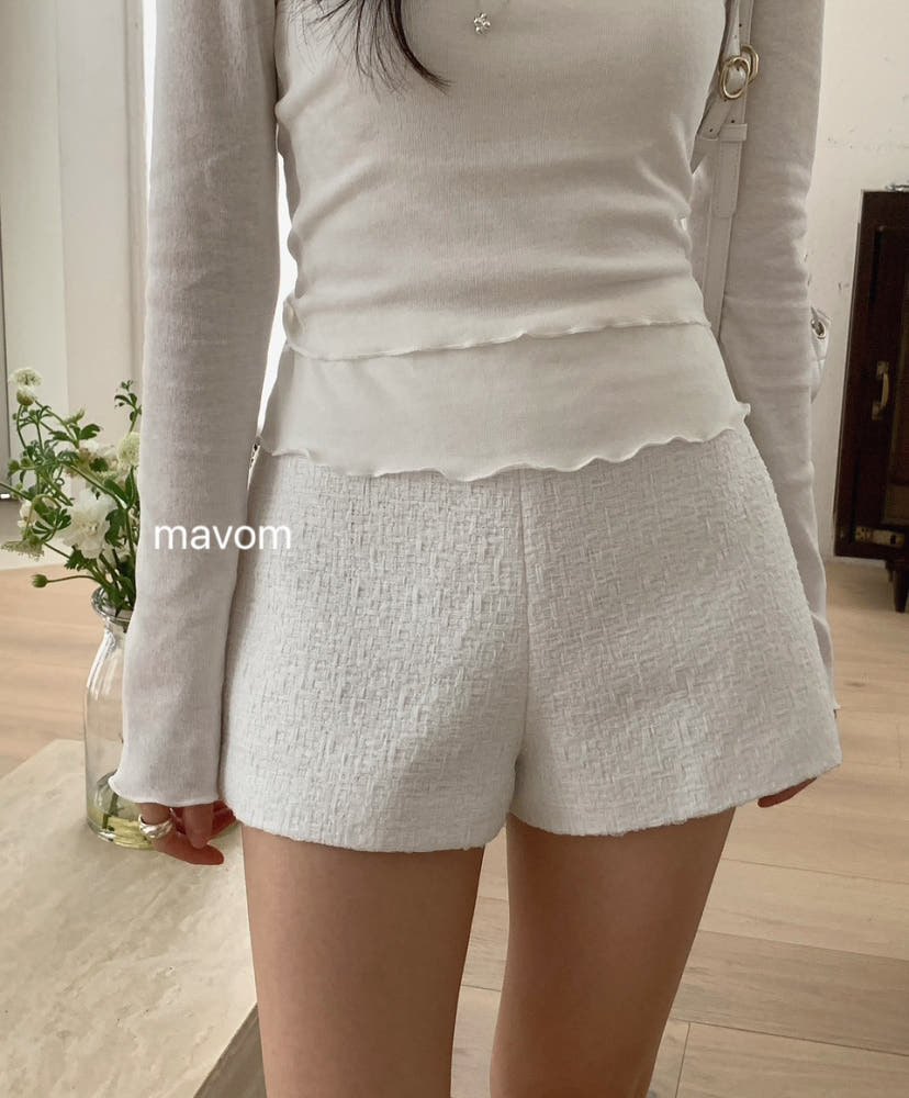 미엘 (당일/쿠폰/무배) 미엘 에그 팬츠 3col SM 세트가능 트위드 숏 하객룩 miel - 위시버킷