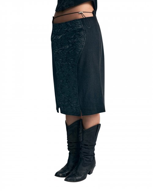 루루 JACQUARD STRING SKIRT [BLACK] - 위시버킷