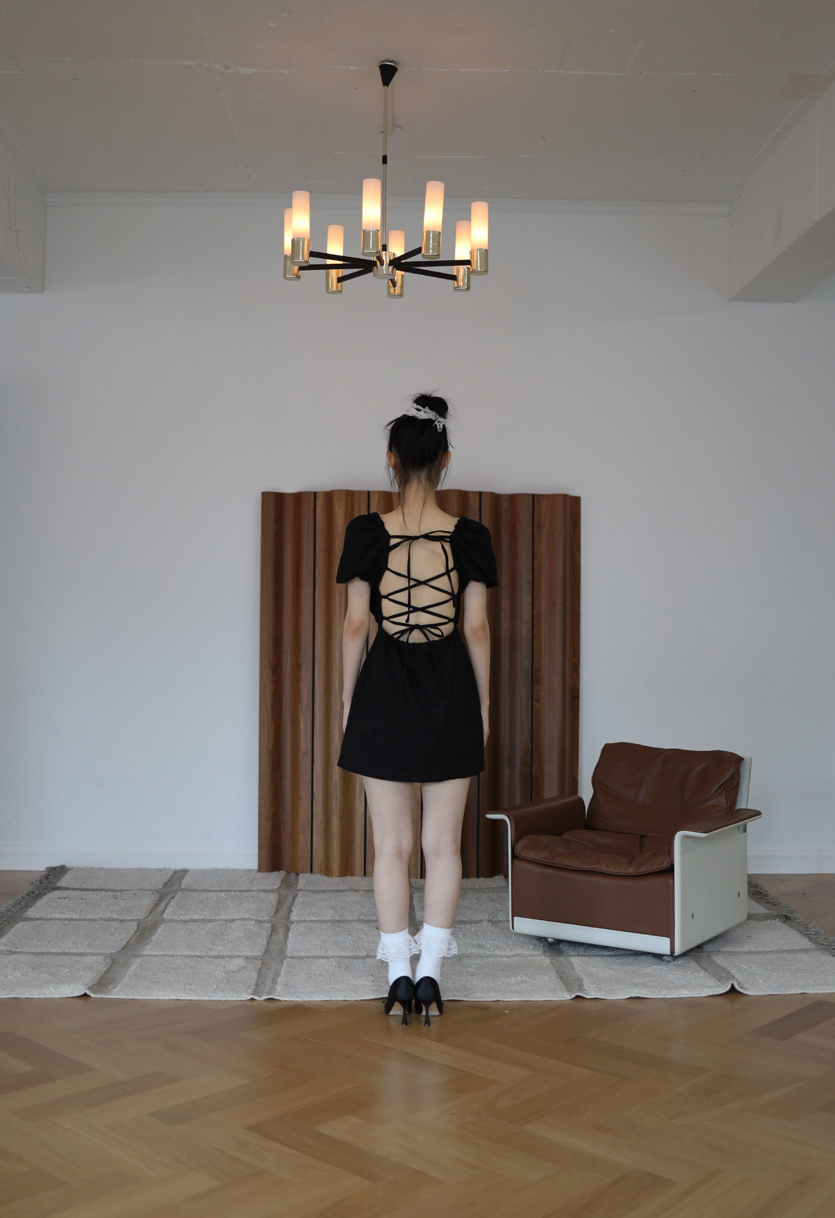 르콩 X Back String Square Mini Dress, 2color - 위시버킷