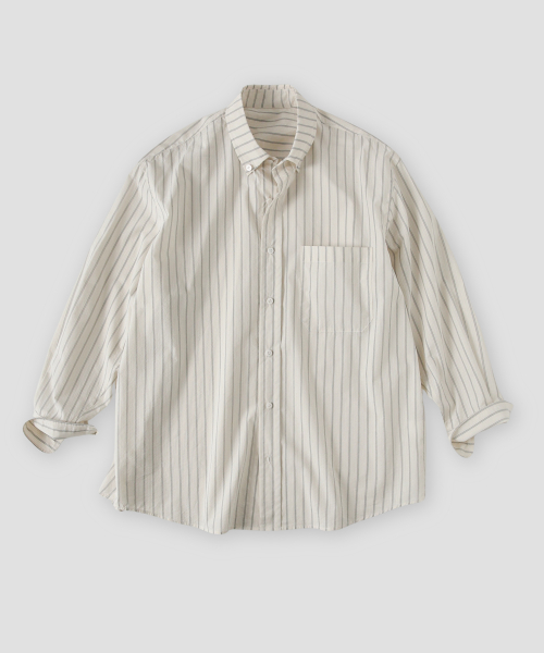 라퍼지스토어 라퍼지스토어(LAFUDGESTORE) 코튼 시어서커 스트라이프 B.D 셔츠_Bright Ivory - 사이즈 ...