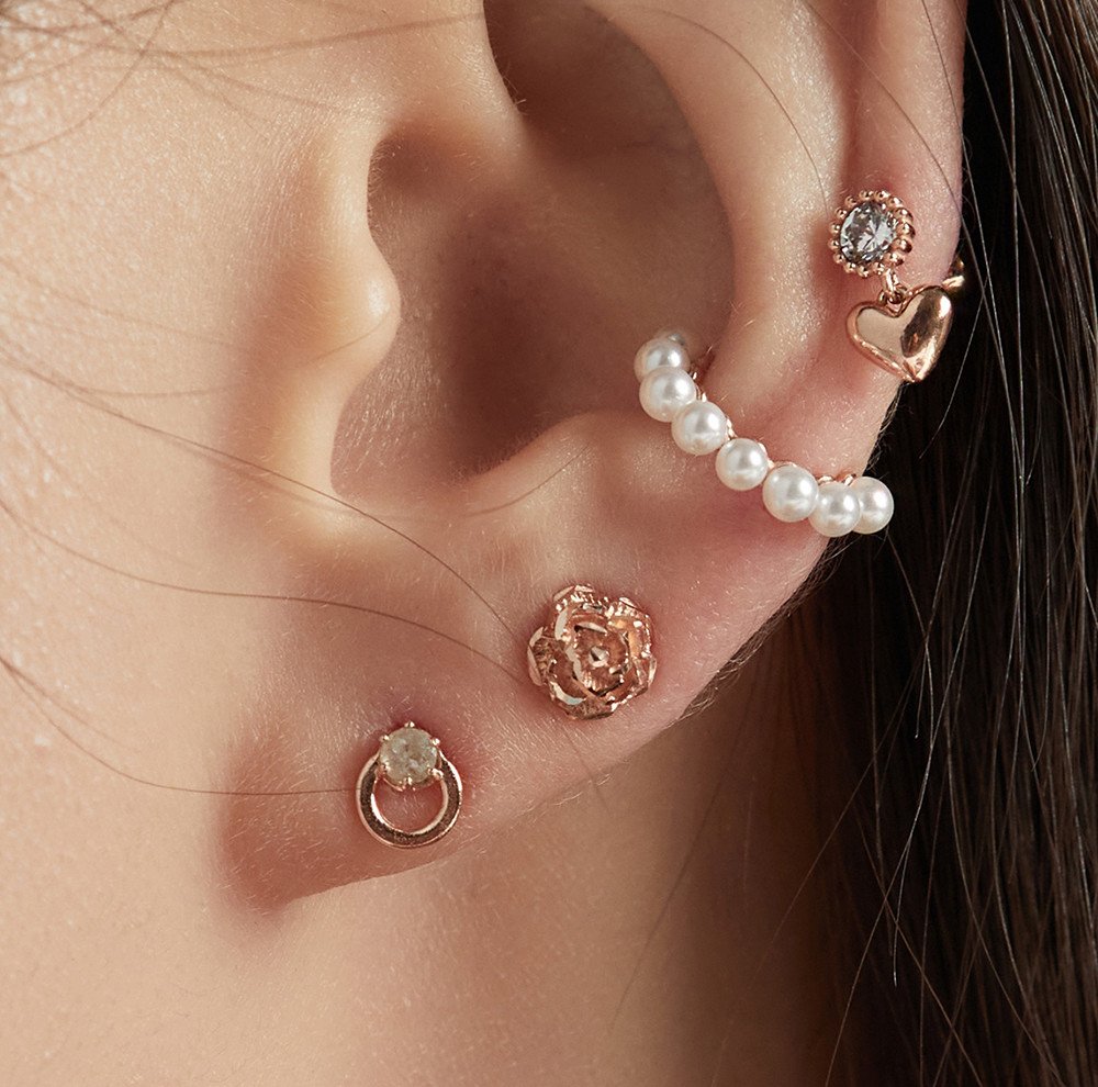 블루탱 [무배/전체14k] 2.5mm 진주 C링 골드 피어싱 귀걸이 - 위시버킷