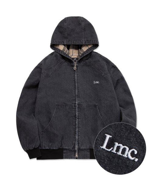 엘엠씨 LMC PLAID DENIM HOODIE JACKET black - 위시버킷