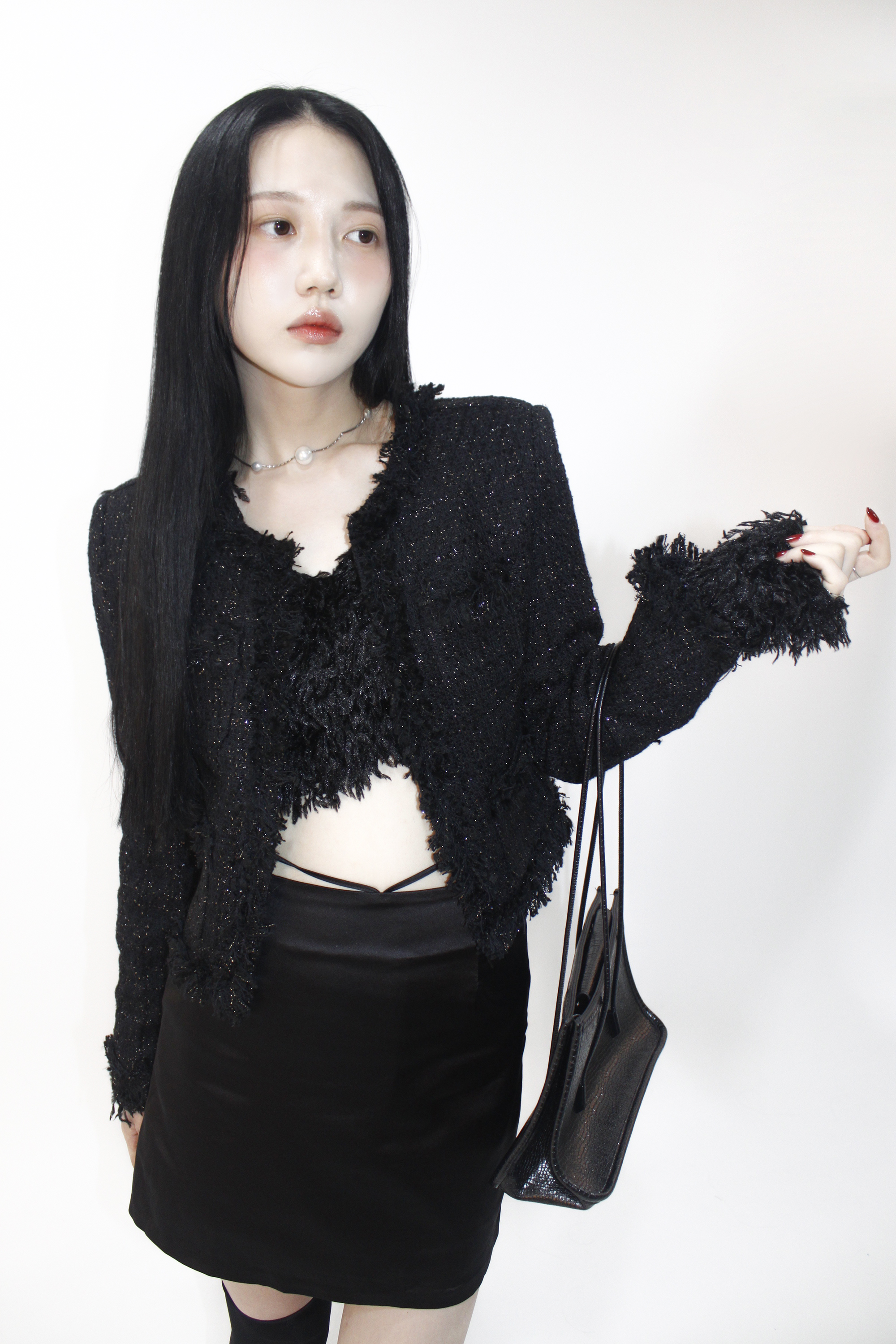 미애 風流 Posh tweed jacket (Black/White) Black 11월 초 출고 - 위시버킷