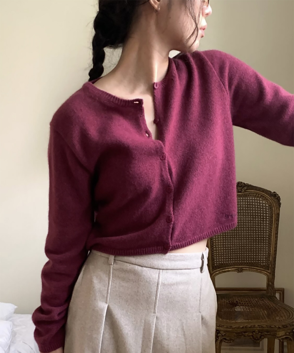 버나뎃 버나뎃 [당일 퍼플]드온도 카멜 울 로고 가디건 (4col) deondo - 위시버킷