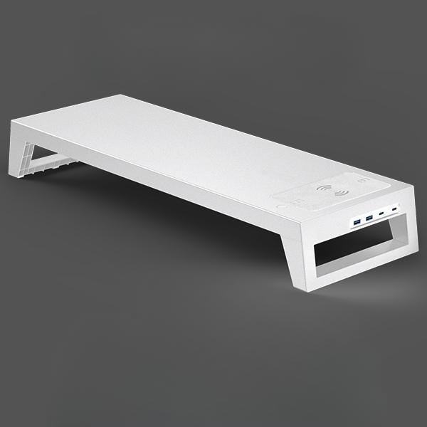 랜큐 LANQ PCDOCK3 V3 RGB 모니터 받침대 무선 충전 블루투스 와이파이 지문인식 음성인식, V3 화이트 MAX ...