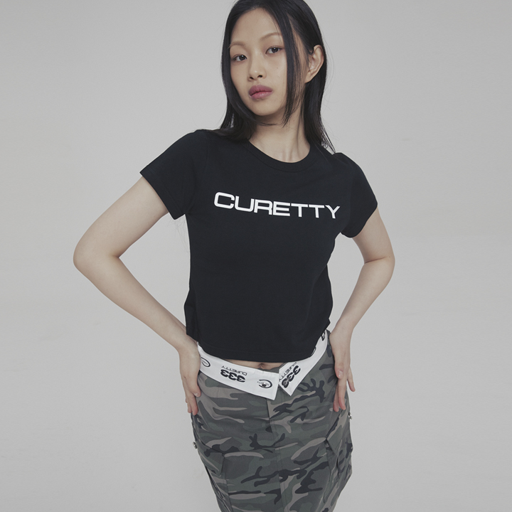 큐리티 C BASIC LOGO CROP T-SHIRT_BLACK - 위시버킷