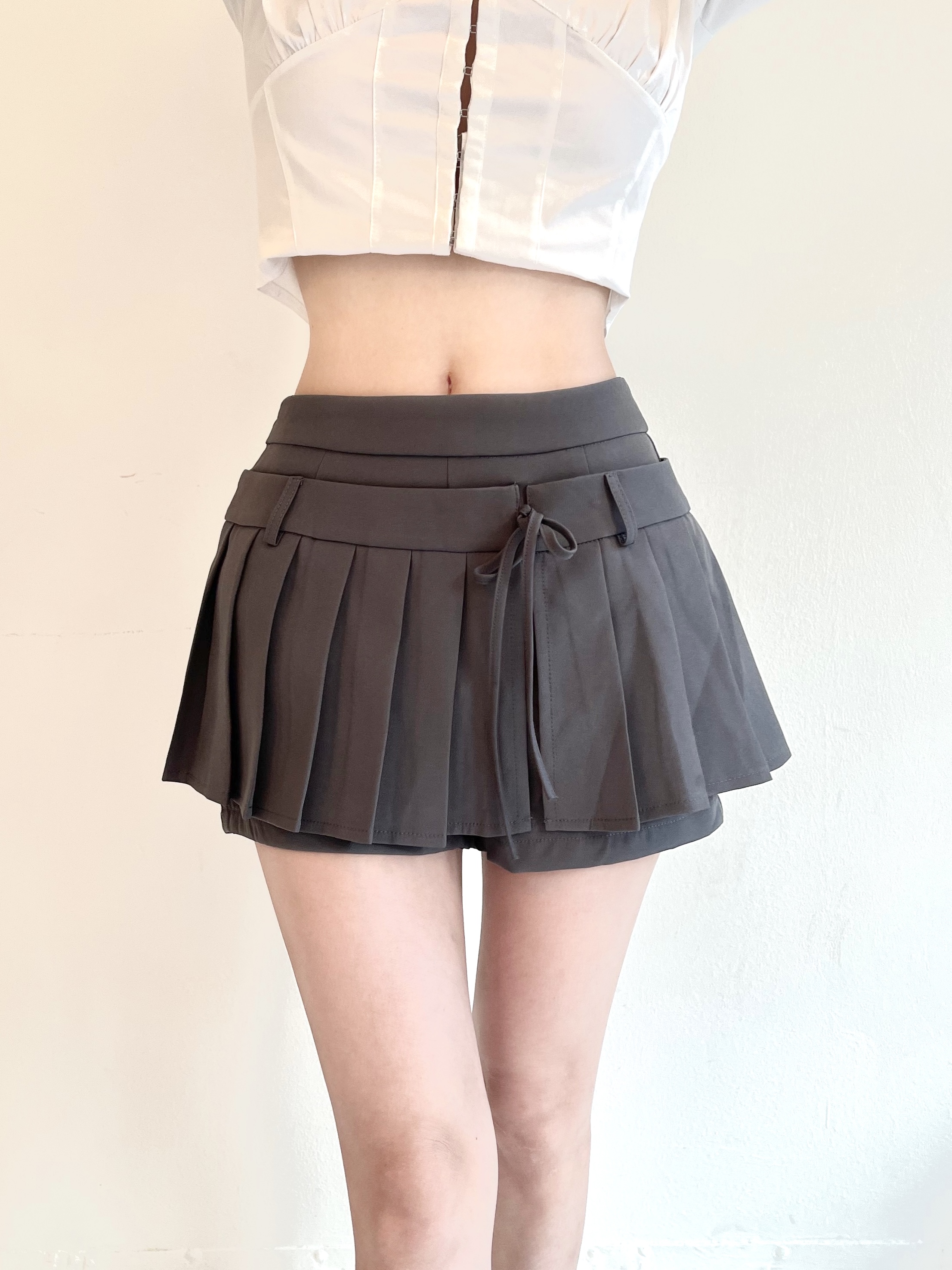 서우 SEOW 1060. Ribbon wrap pleats mini sk (2color) - 위시버킷