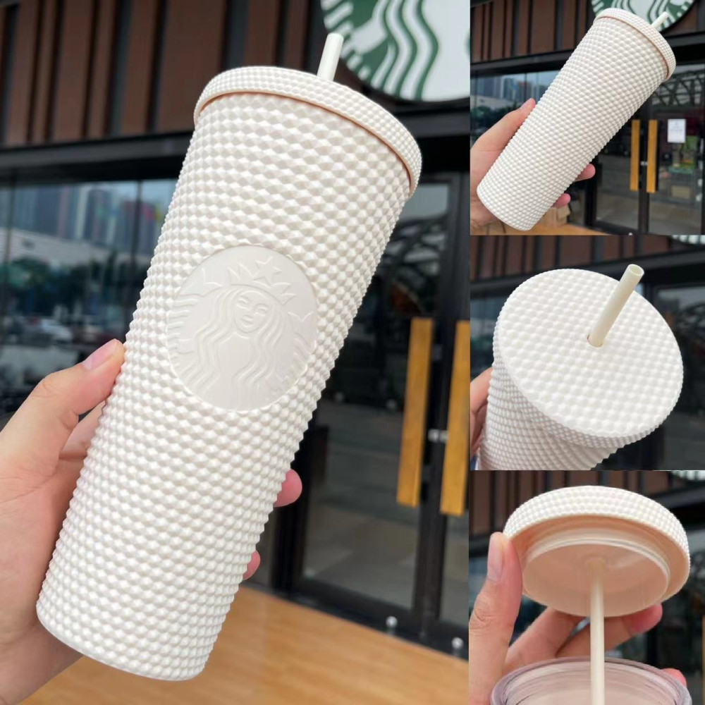 스타벅스 스타벅스 중국 2022 코어 클래식MD 대리석 시리즈 매트화이트 지압텀 컬러 사이렌로고 두리안컵 pp소재 대용량 빨대컵 콜드컵 710ml - 위시버킷