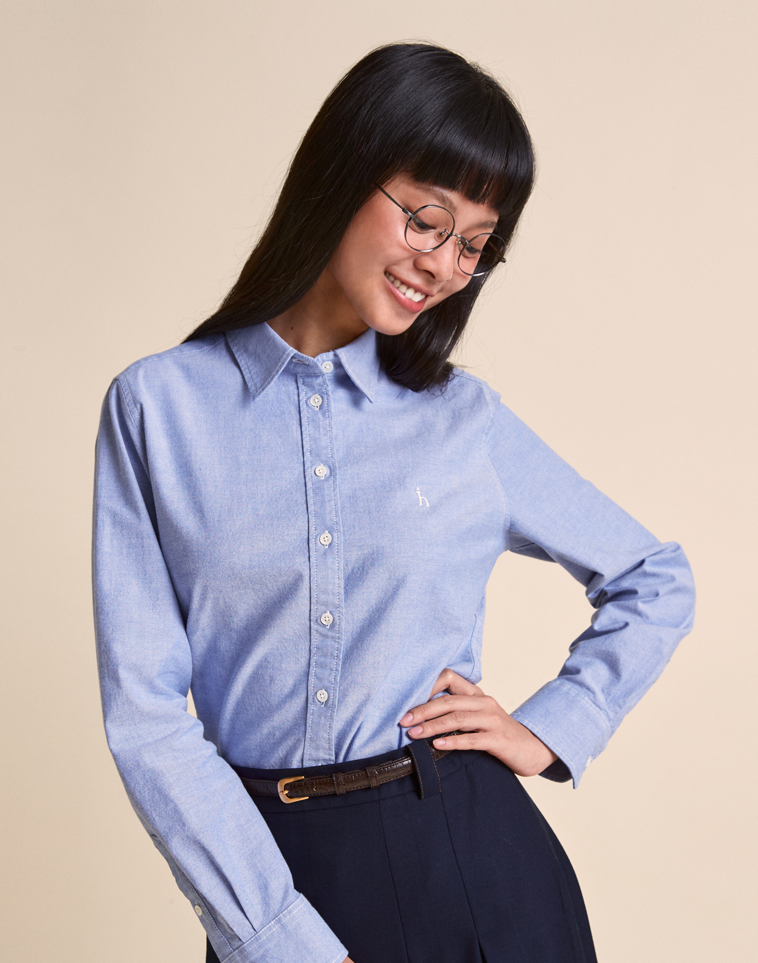 헤지스 [23FW] [아이코닉] 블루 옥스포드 셔츠 - 위시버킷