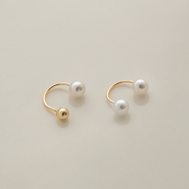 룬느 14k U 후크 진주 피어싱 (14k골드) #PI06 - 위시버킷