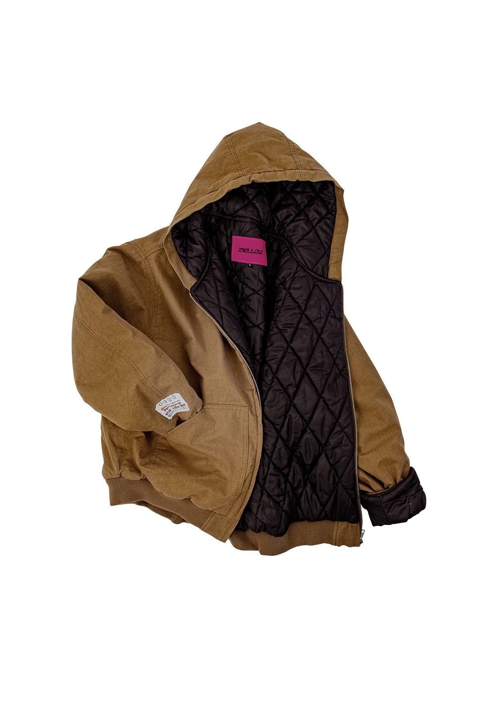 우알롱 Typo graphic over hood jacket - CAMEL - 위시버킷