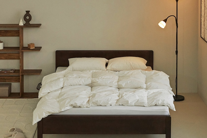 퍼니코 로그 SE0등급 고무나무 원목 침대 프레임 SS/Q - 위시버킷