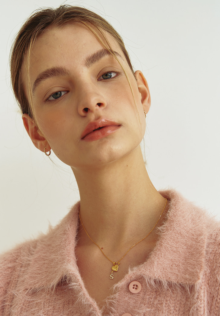 딥브로우 (Silver 925) cupid signature initial necklace (Gold) - 위시버킷