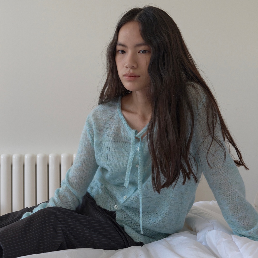 마조네 STRING CARDIGAN_MINT - 위시버킷