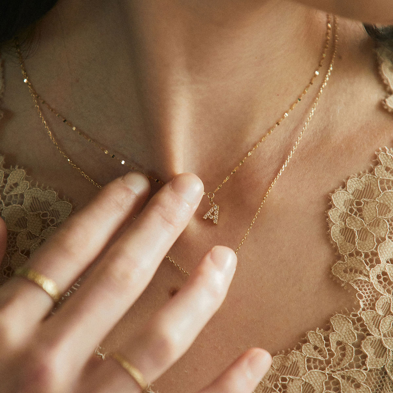 멕코이 14K 이니셜 큐빅 네크리스 - 위시버킷