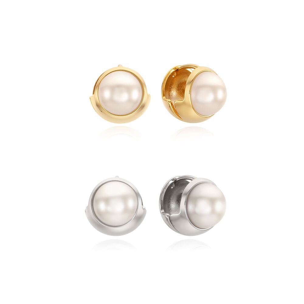 빈티지헐리우드 2-Way Pearl One-Touch Ball Earrings_2Color - 위시버킷
