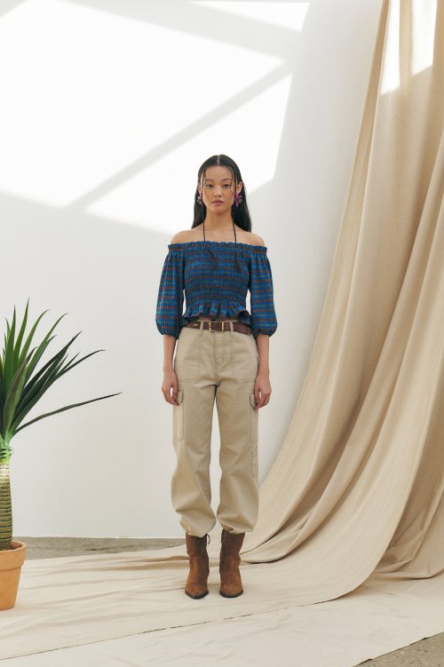 쿠메 Washed Color Cargo Pocket Pants, Olive - 위시버킷