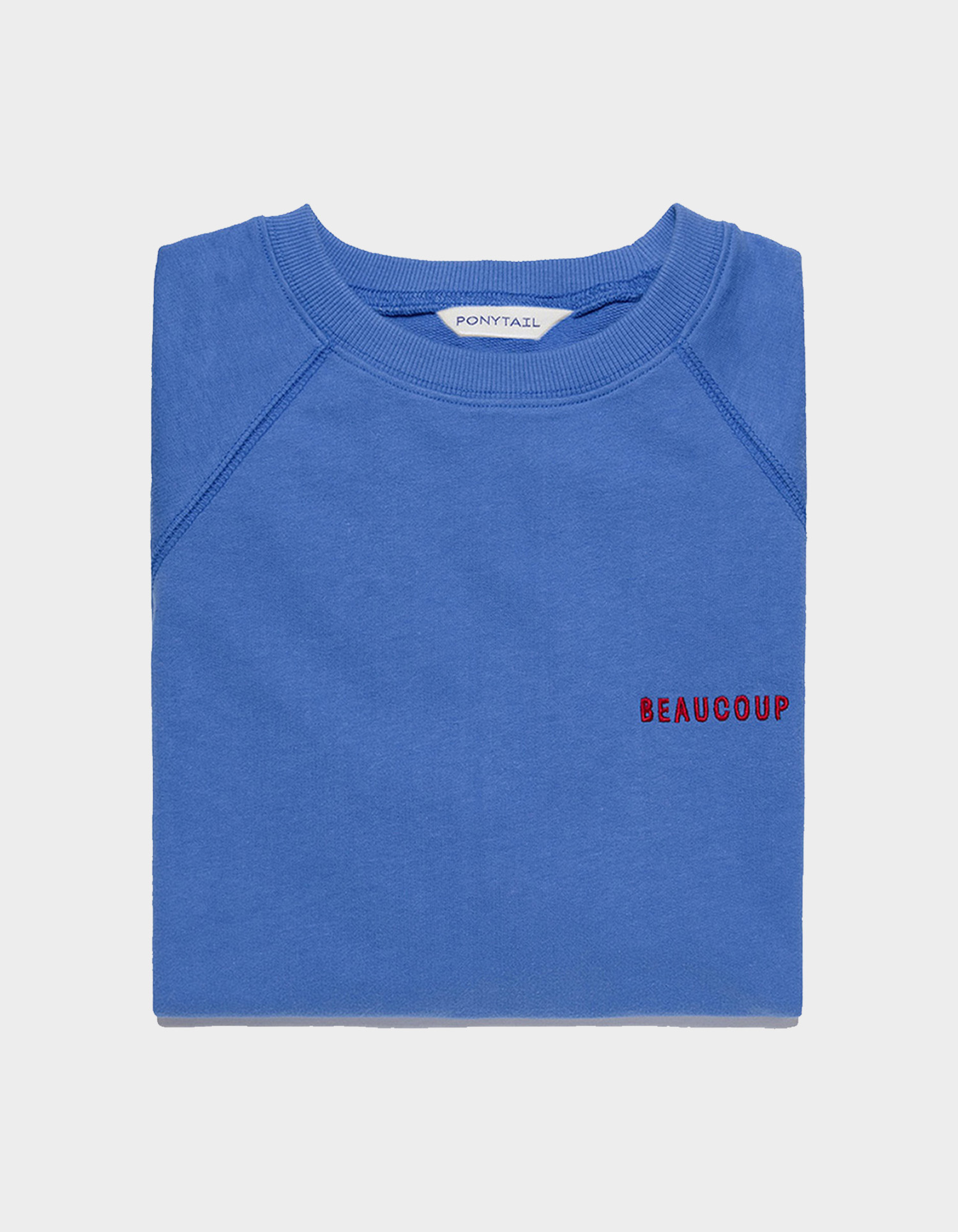 포니테일 'BEAUCOUP\' Embroidery Sweatshirts (BLUE) - 위시버킷