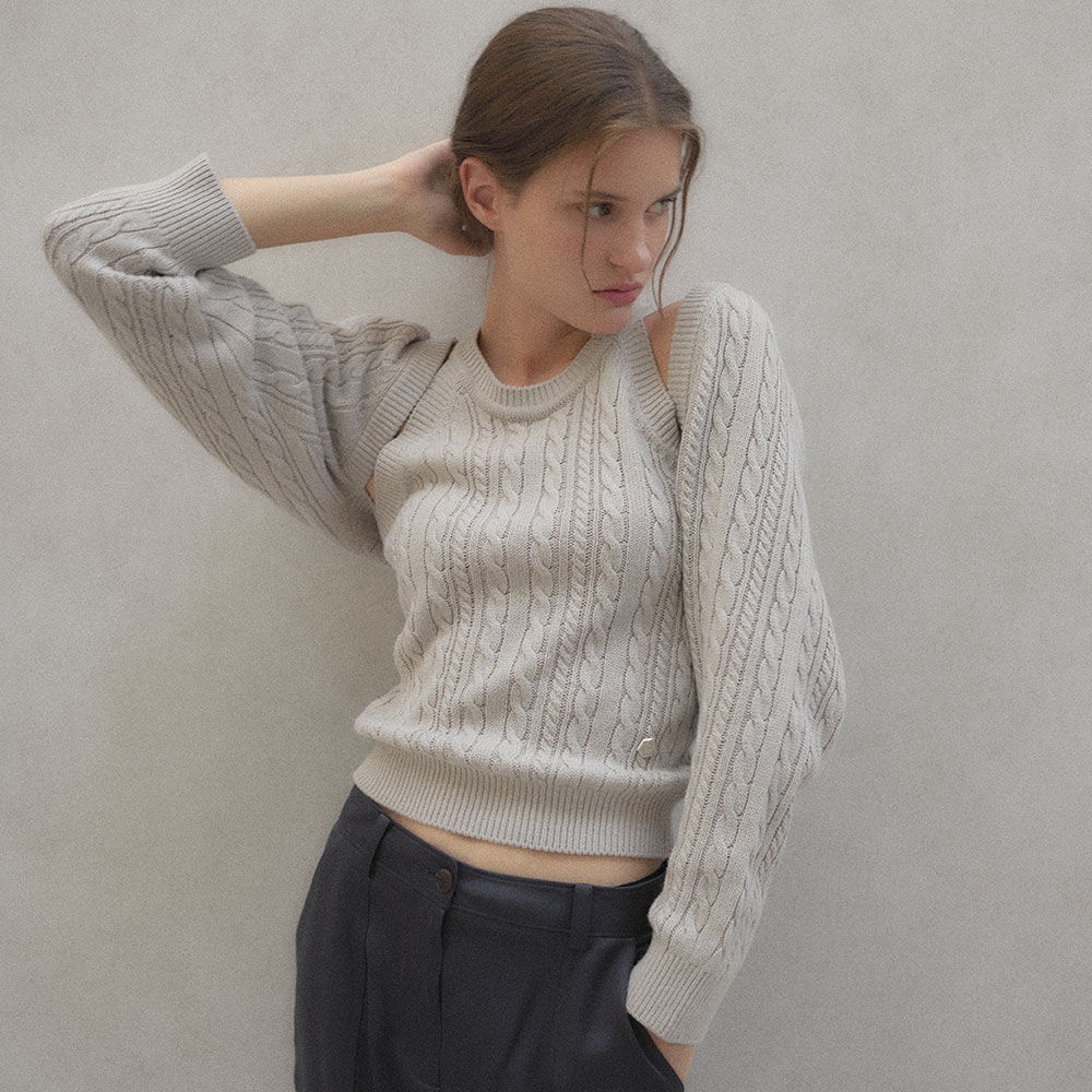 루에브르 [SET] Halter-neck Knit top + Bolero Cardigan SS3AP359_3color - 위시버킷