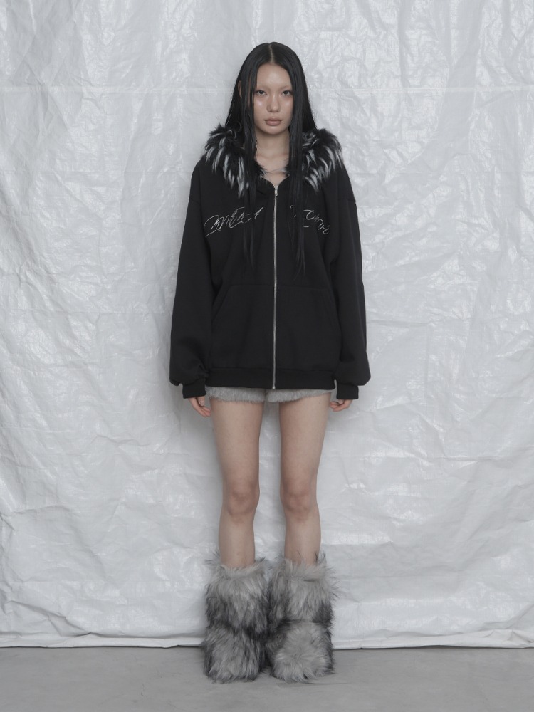 므넴 [mnem] Skunk Fleece Hoodie Zip-Up - 위시버킷