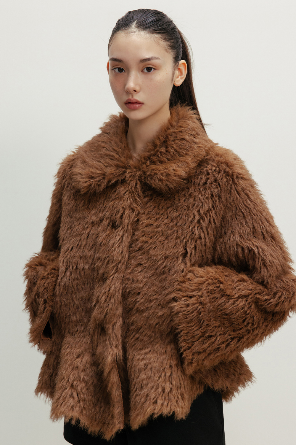 더티스 SLIT FLARE FUR JACKET_TT4W002BR - 위시버킷