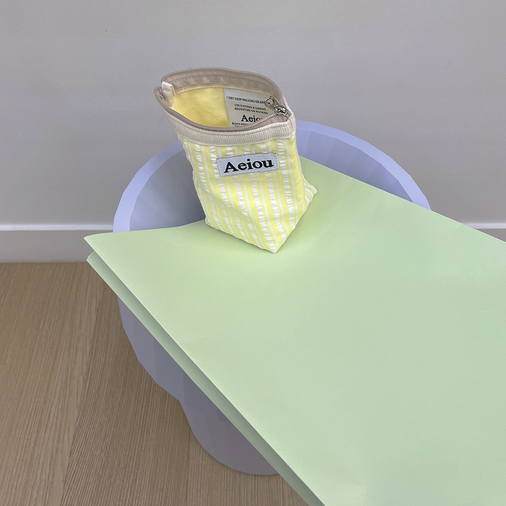 아에이오우 Aeiou Basic Pouch (M size) Bedding Yellow Stripe - 위시버킷