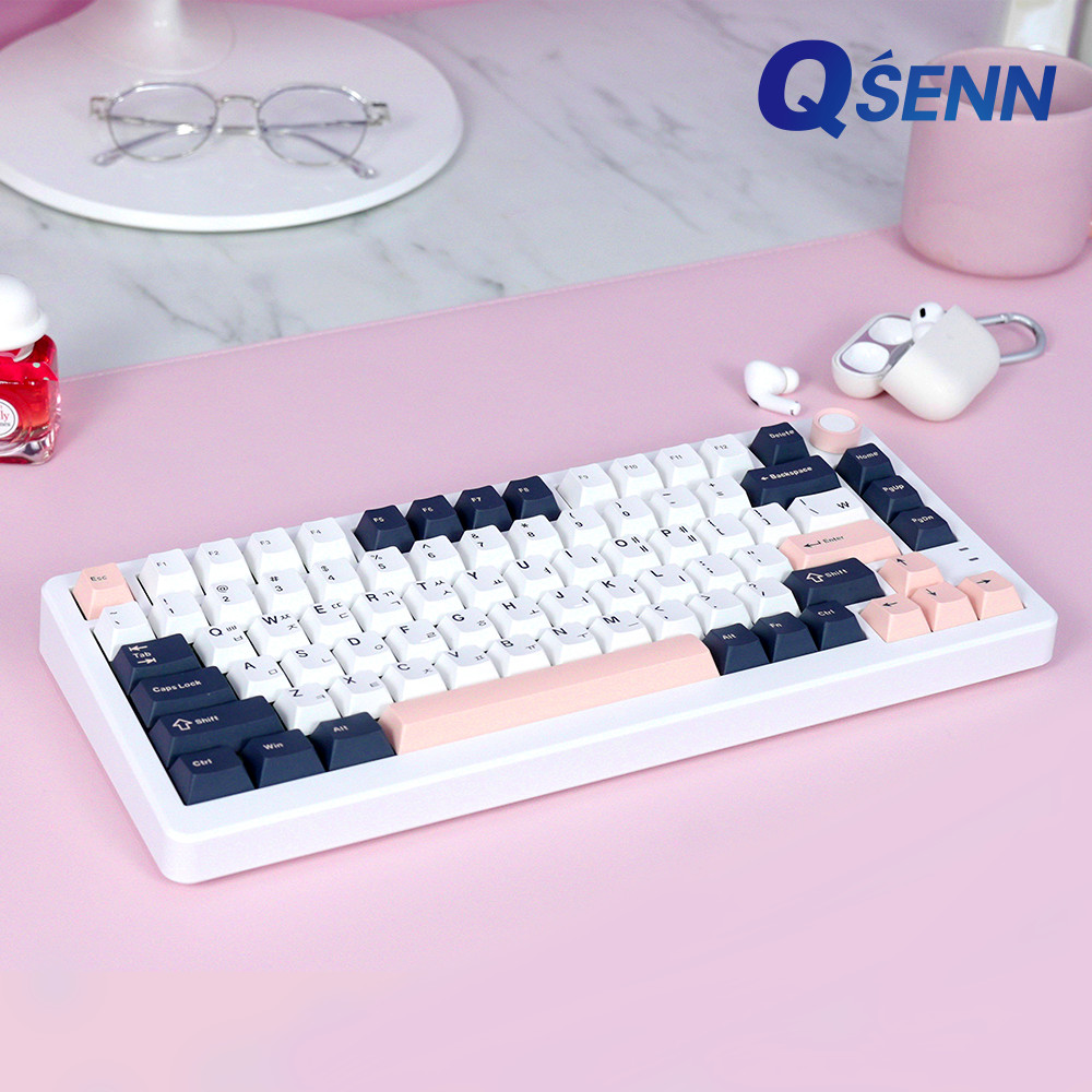 큐센 QSENN Q75 PBT 풀윤활 가스켓 유무선 기계식 키보드 화이트 QSENN 애플민트축 V1 - 위시버킷