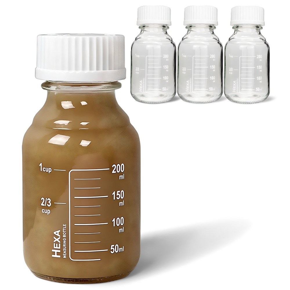 미르 미르 헥사 눈금 유리병 MW250, 250ml, 4개 - 유리저장병 | 쿠팡 - 위시버킷