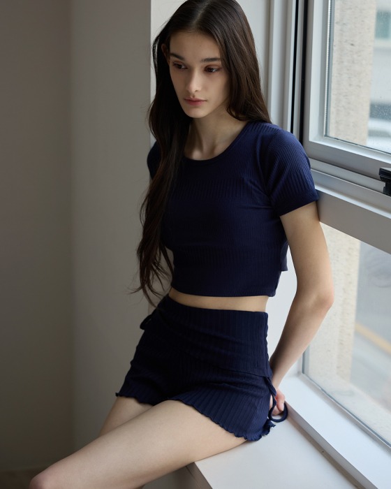 데비웨어 비비아나 셔링 쇼츠DEVI-B0088-네이비 - 위시버킷