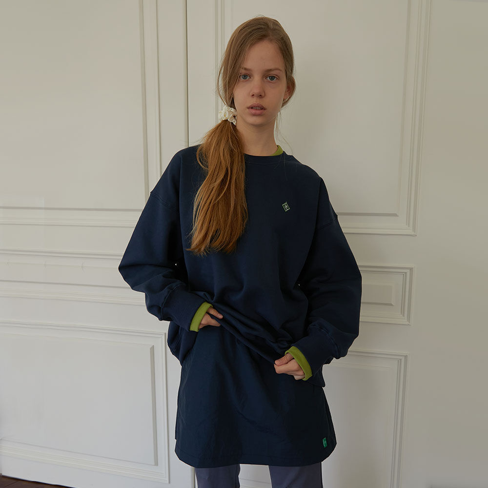 노컨텐츠 layered sweatshirt _ navy - 위시버킷