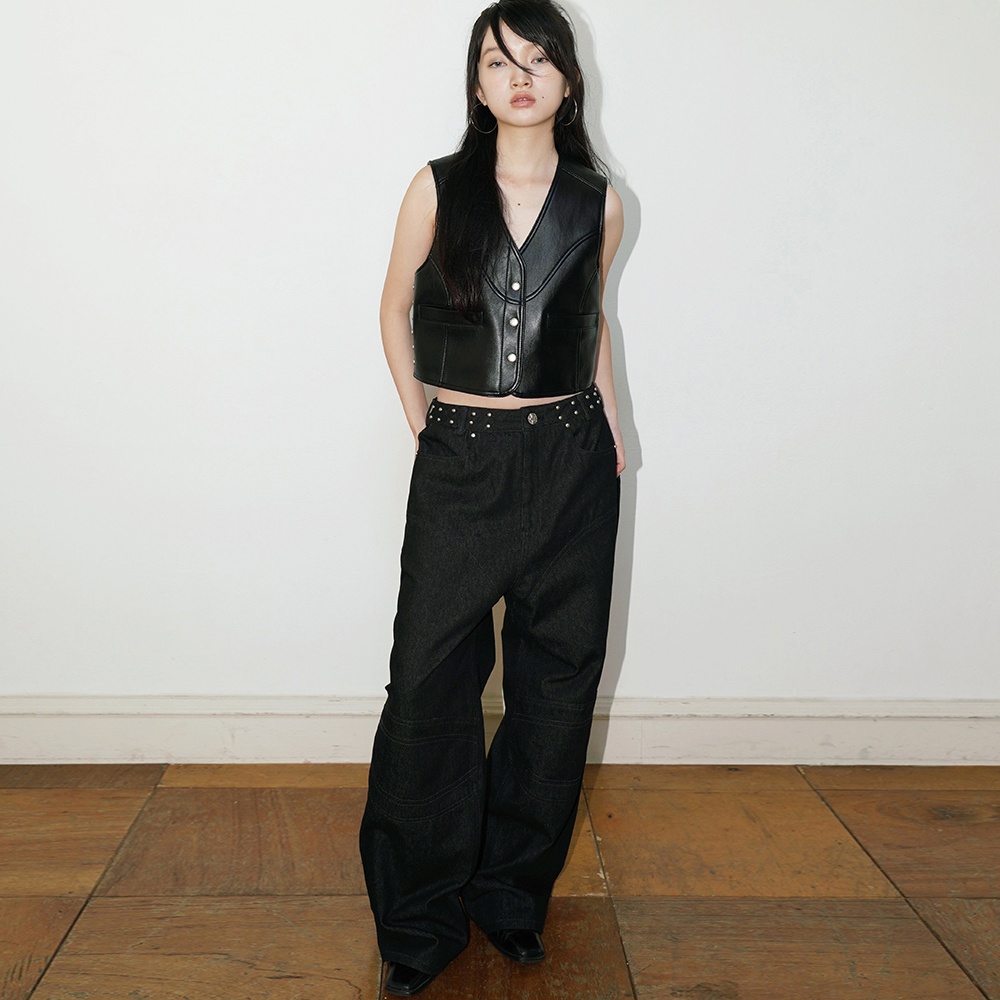 데어드 BELT EFFECT WIDE FIT JEANS IN CHARCOAL - 위시버킷