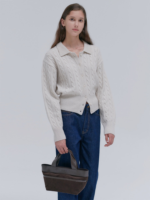 닐바이피 23FN cable crop cardigan [OAT] - 위시버킷