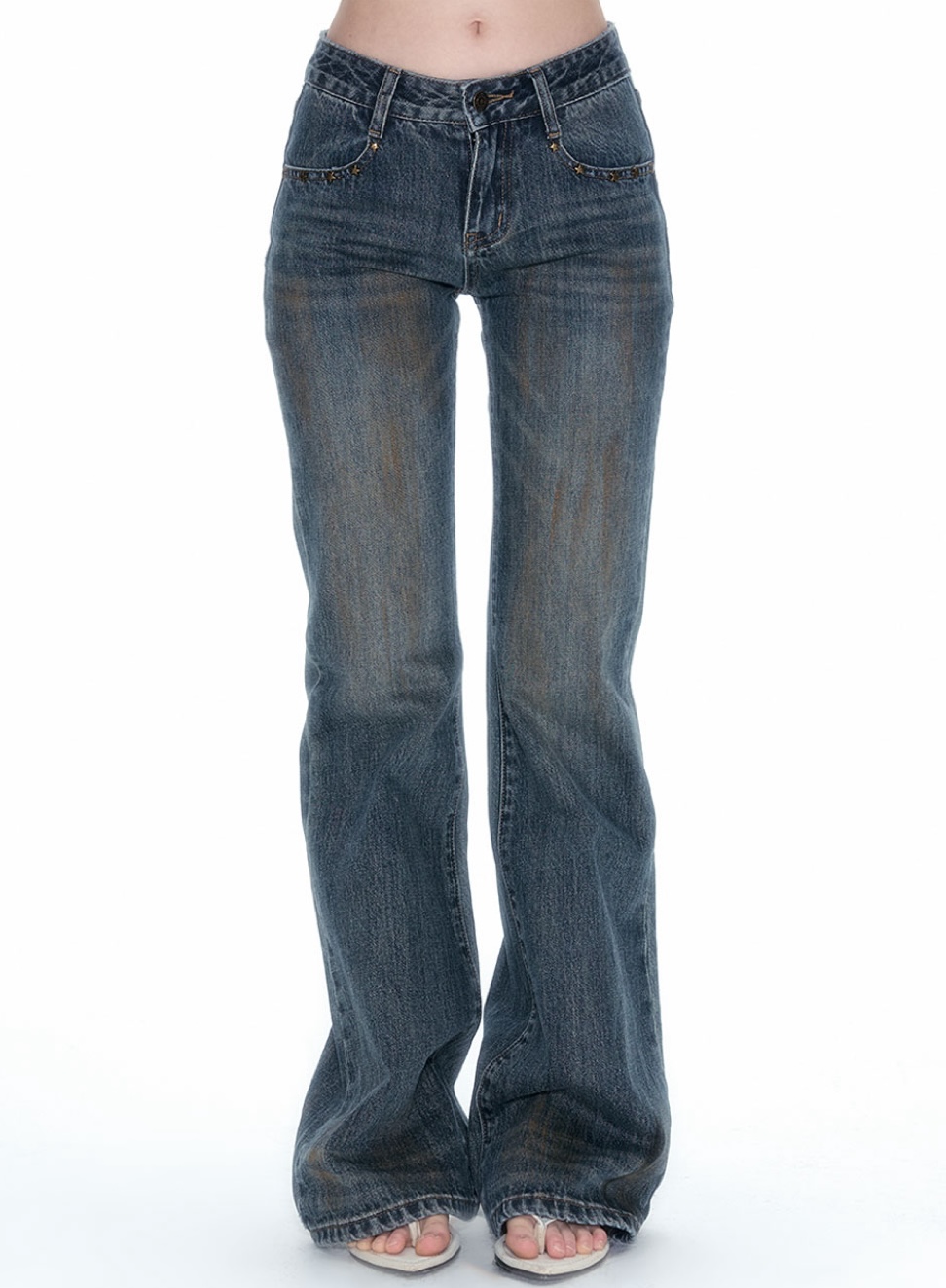디얼마이키코 NECY STUDIO Star Rivet Flared Jeans - 위시버킷