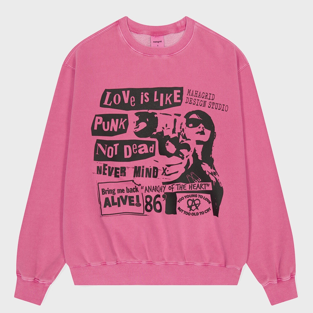 마하그리드 LOVE PUNK PIGMENT SWEATSHIRT PINK(MG2DFMM442A) - 위시버킷