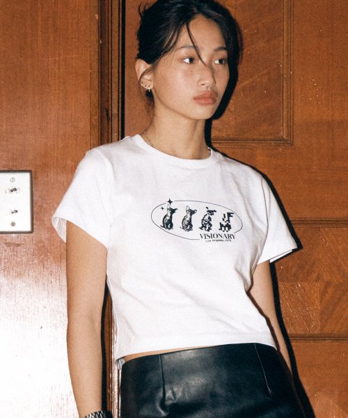 비전스트릿웨어 VSW Crop Cat T-Shirts White - 위시버킷