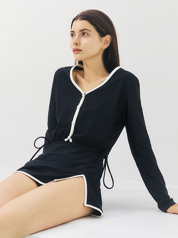 비키니밴더 [단독]Classic Ribbon String Cardigan(2COLOR) - 위시버킷