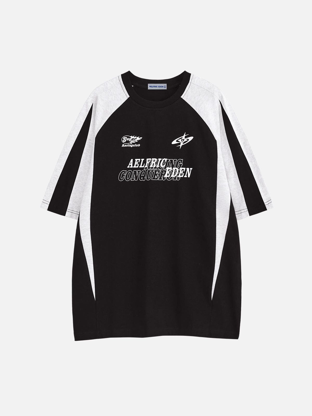 알프릭에덴 Aelfric Eden Color Blocking Racing Print Tee - Black / XS - 위시버킷