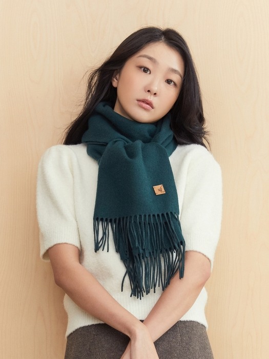 드파운드 cashmere wool blended leather point muffler - deep green - 위시버킷