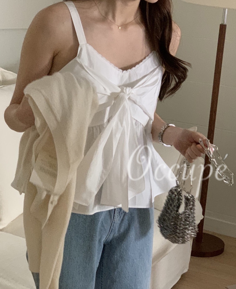컴히얼 컴히얼 베이 리본 블라우스 (2col) comehere 뷔스티에 : 오큐페 occupe - 위시버킷