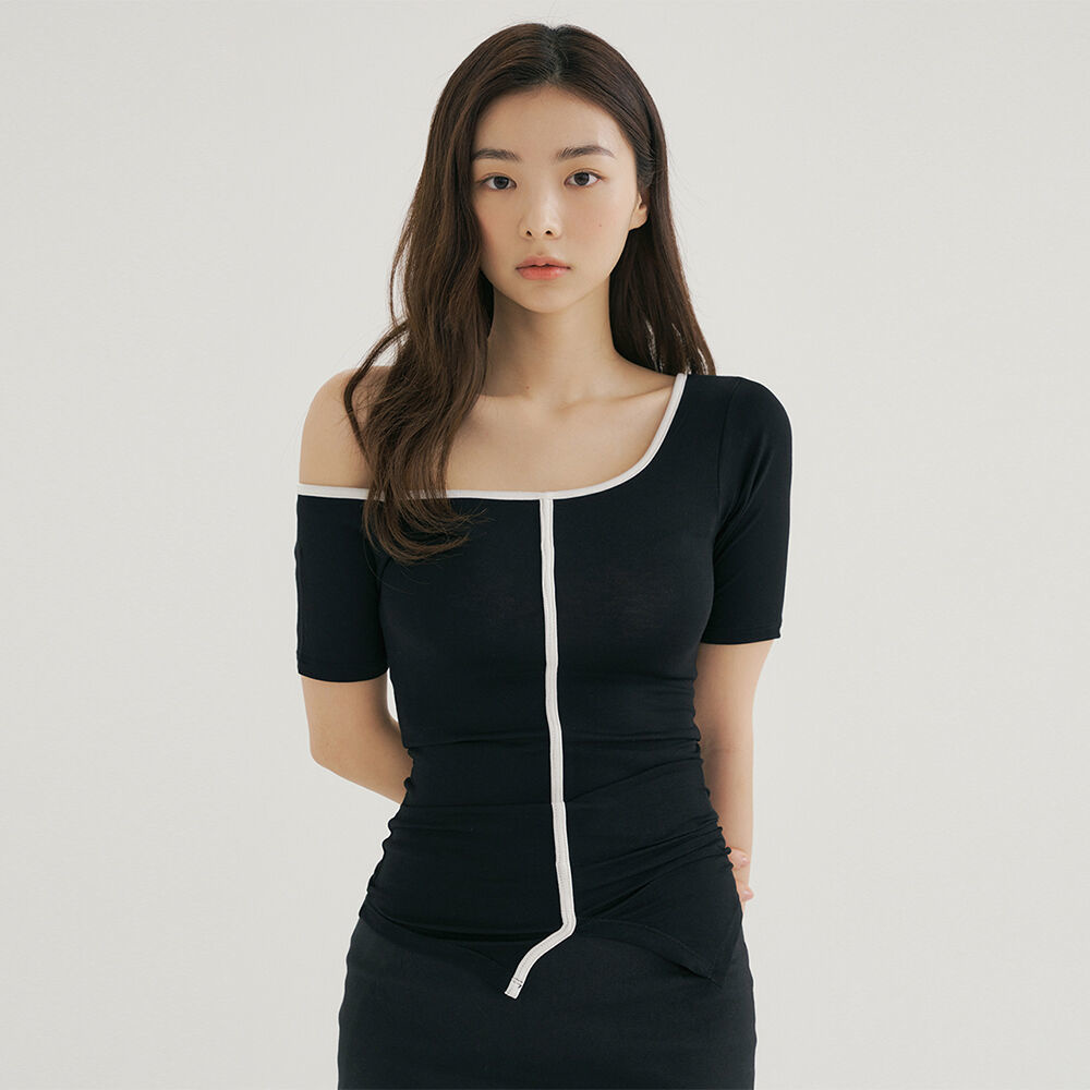 리올그 RCP HALF OFF-SHOULDER T-SHIRTS BLACK - 위시버킷