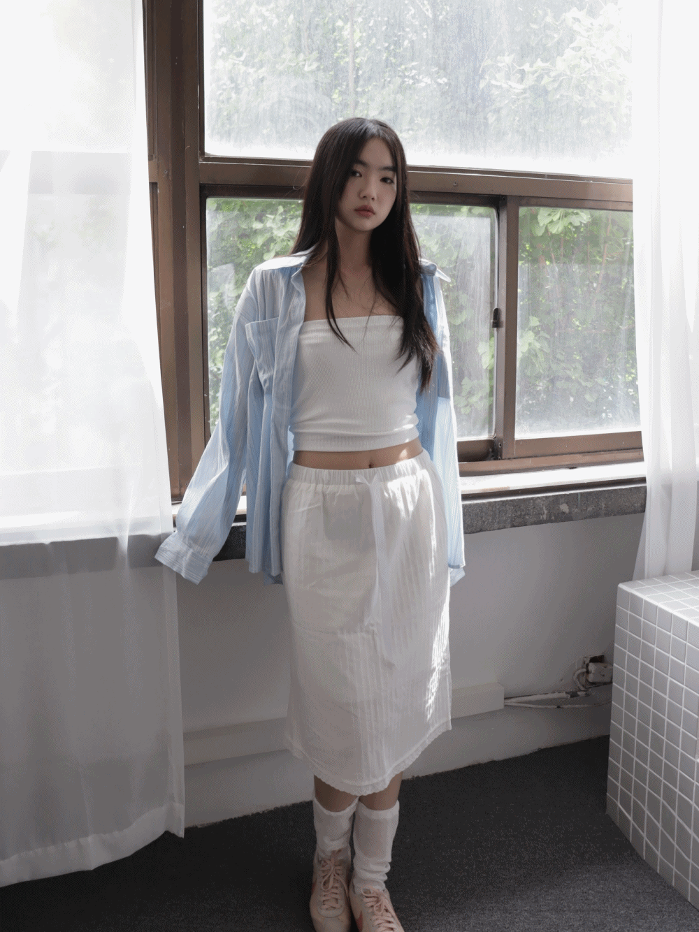  Shine Light Stripe Shirt 2colors 